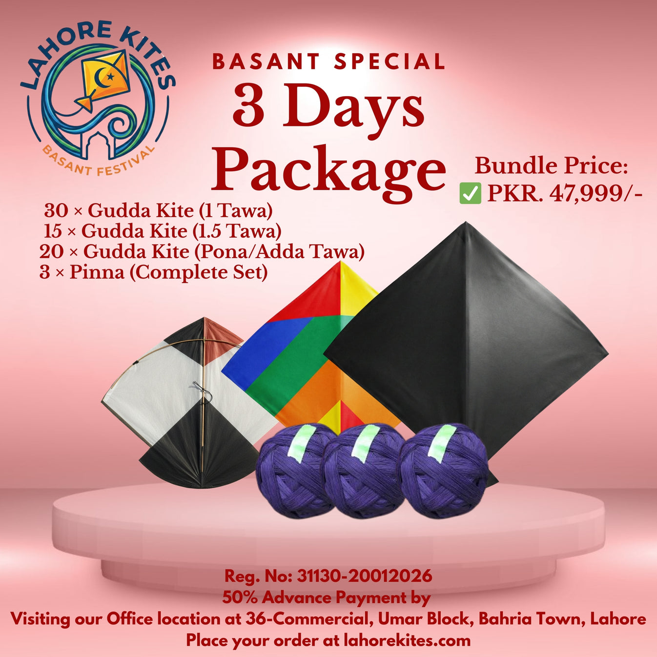 Basant 2026 Complete 3-Day Celebration Pack – Lahore Kites